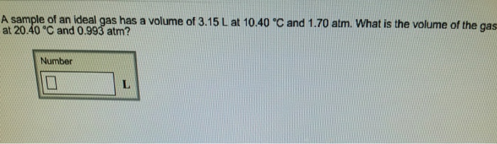 Solved A sample of an ideal gas has a volume of 3.15 L at | Chegg.com