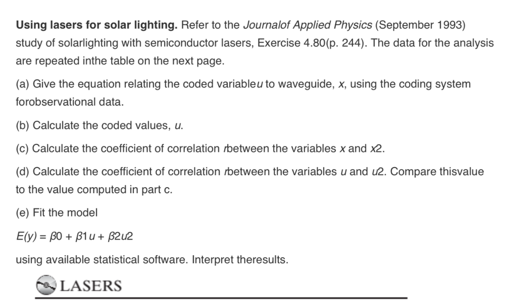 Solved Using lasers for solar lighting. Refer to the Journal | Chegg.com