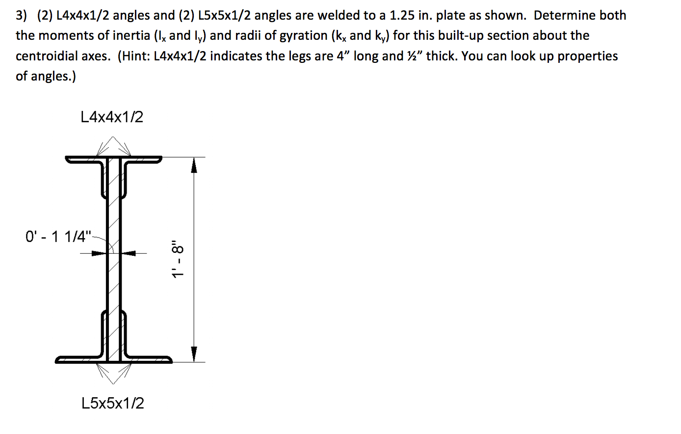 3) (2) L4x4x1/2 angles and (2) L5x5x1/2 angles are | Chegg.com