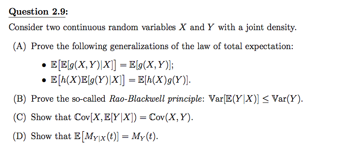 Consider Two Continuous Random Variables X And Y With