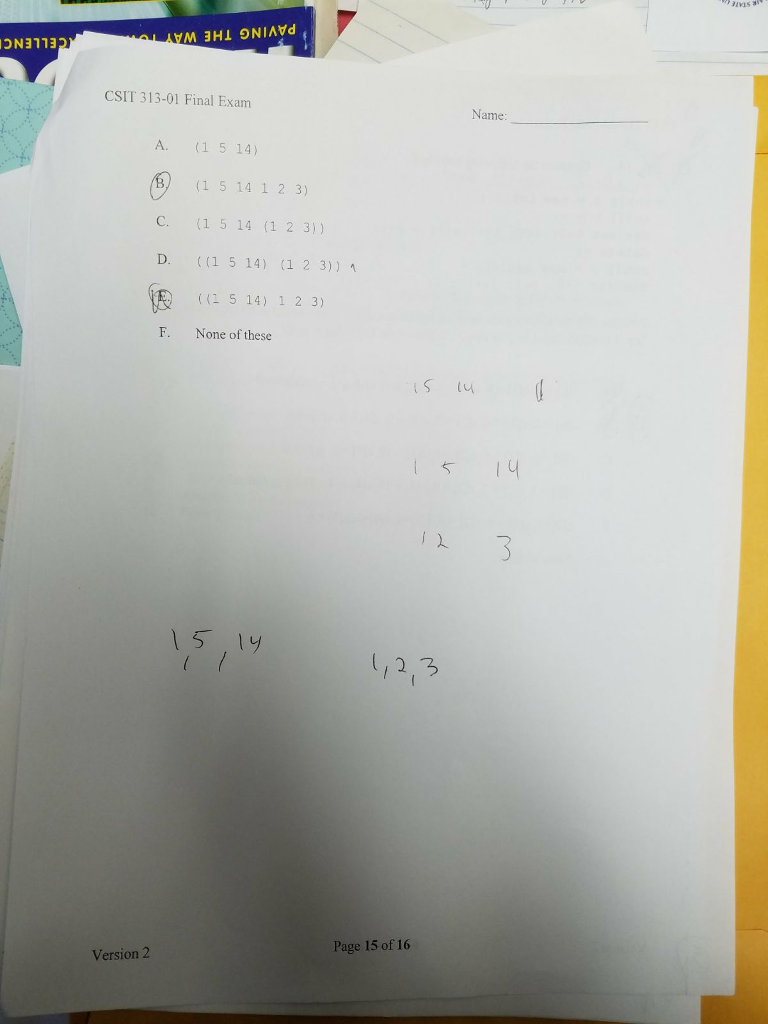 Fall 2017 Csit 313 02 Final Exam 13 Consider The 