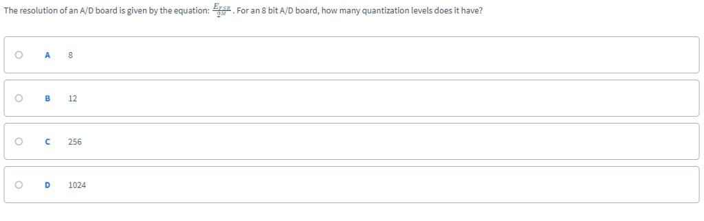 Solved The resolution of an AD board is given by the | Chegg.com