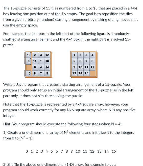 Solved The 15-puzzle consists of 15 tiles numbered from 1 to | Chegg.com