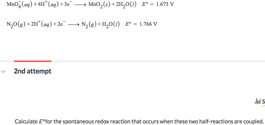 Solved Calculate E° for the spontaneous redox reaction that | Chegg.com