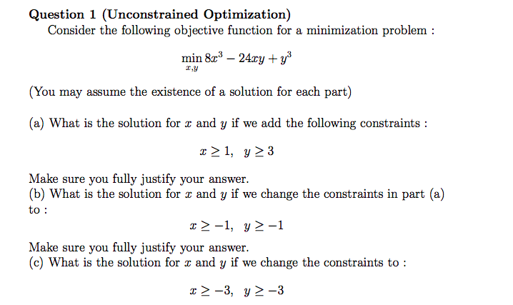 Solved Question 1 Unconstrained Optimization Consider The