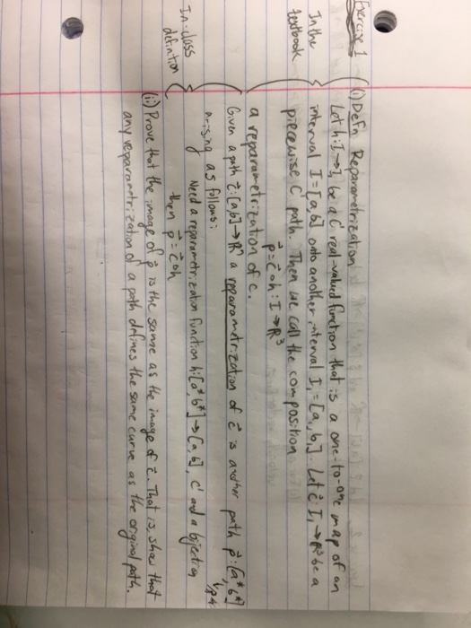 Solved Defn Reparametrization Let h: I rightarrow I_1 be a | Chegg.com