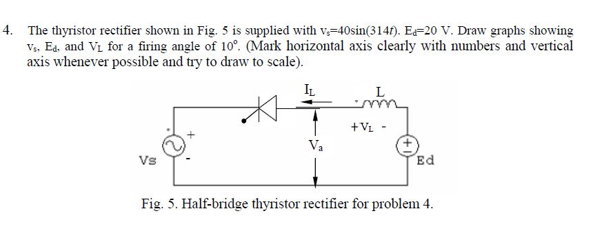 Solved 4. The thyristor rectifier shown in Fig. 5 is | Chegg.com