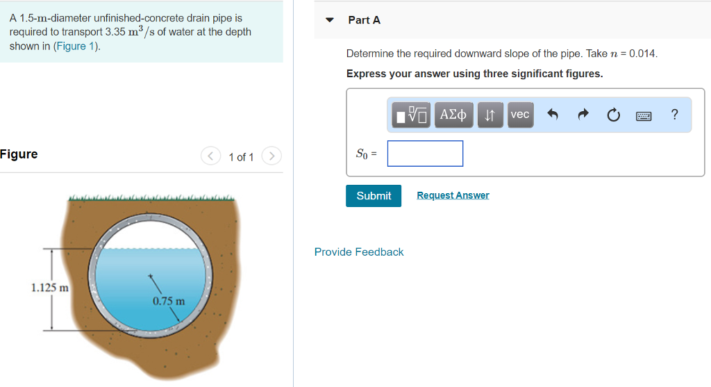 Solved Part A A 1.5-m-diameter unfinished-concrete drain | Chegg.com