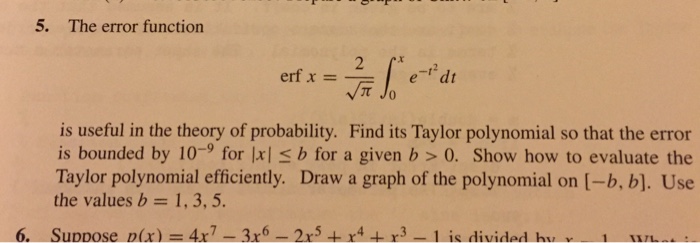 Solved The error function erf x = 2/ squareroot pi | Chegg.com
