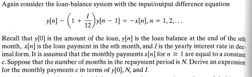 Solved Again consider the loan-balance system with the | Chegg.com