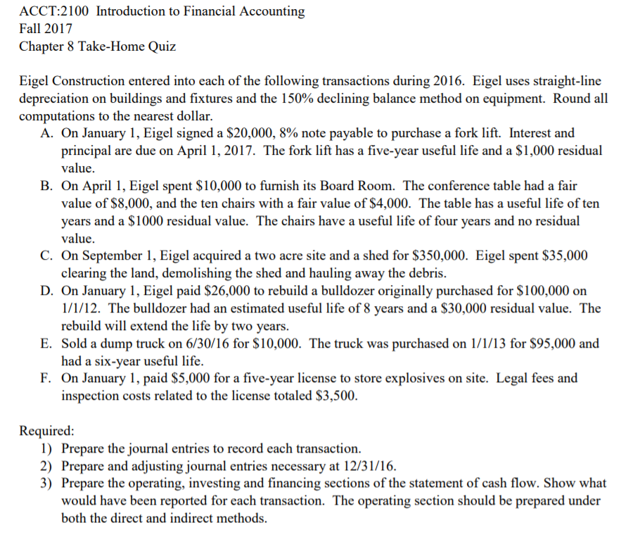 Solved ACCT:2100 Introduction to Financial Accounting Fall | Chegg.com