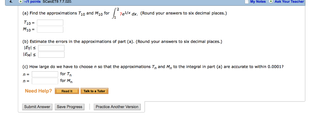 Solved 4. -/1 points SCalcET8 7.7.020. My Notes Ask Your | Chegg.com Solved 4. -/1 points SCalcET8 7.7.020. My Notes Ask Your | Chegg.com