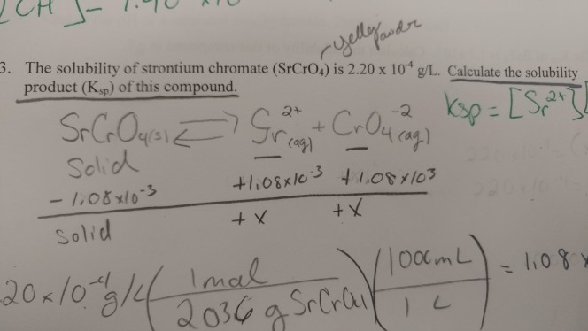 Solved 3. The solubility of strontium chromate (SrCrO,) is | Chegg.com