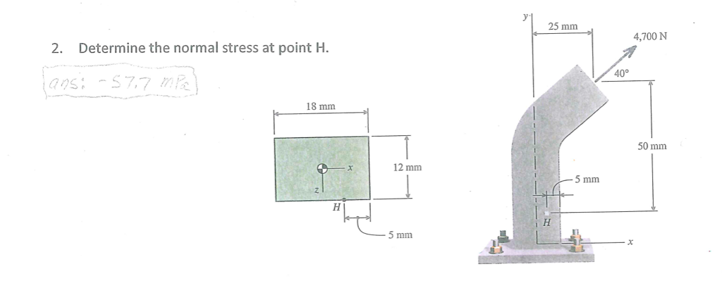 Solved Determine the normal stress at point H. | Chegg.com Solved Determine the normal stress at point H. | Chegg.com