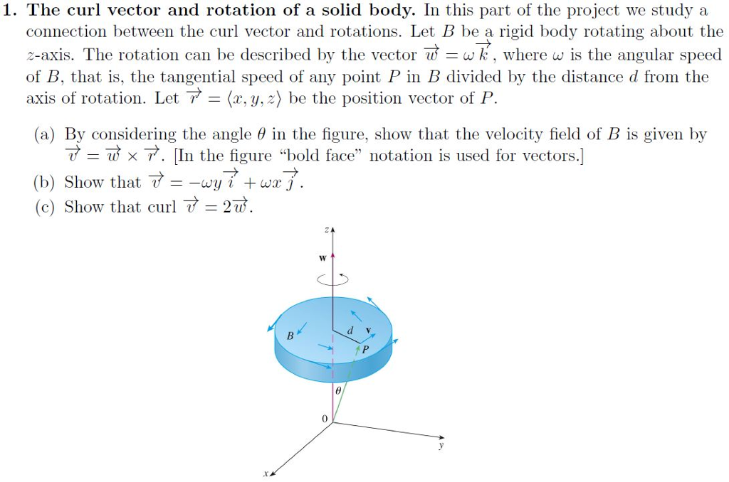 Solved 1 The Curl Vector And Rotation Of A Solid Body In 