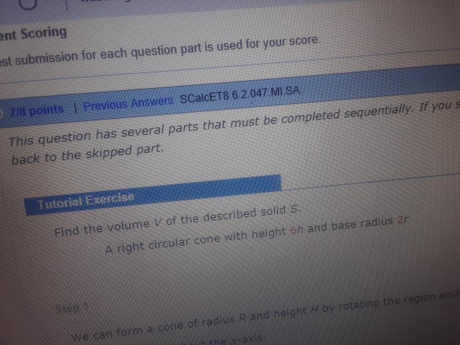 Solved ent Scoring st submission for each question part is | Chegg.com