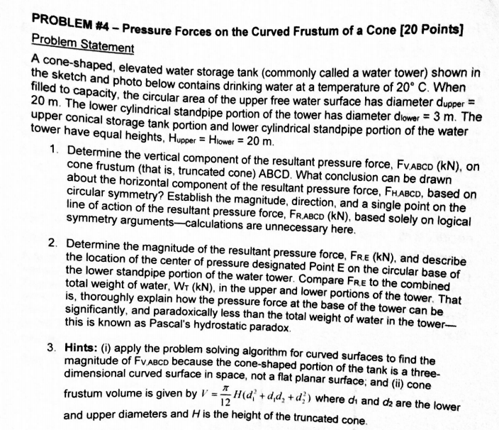 Solved # Problem Statement PROBLEM I 4 - Pressure forces on | Chegg.com