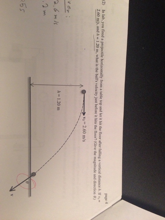 Solved In lab. you fired a projectile horizontally from a | Chegg.com