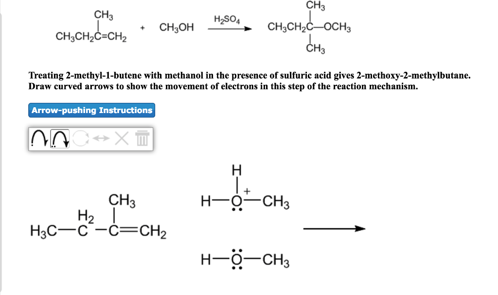 Solved Treating 2-methyl-1-butene with methanol in the | Chegg.com