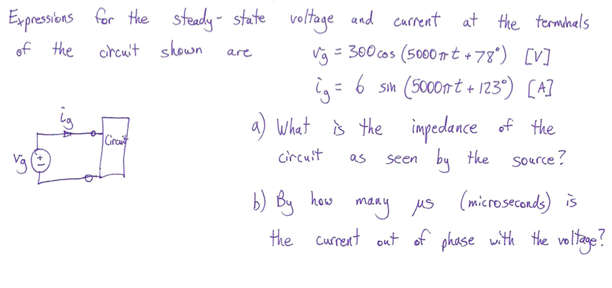 Solved Expression for the steady state voltage and current | Chegg.com