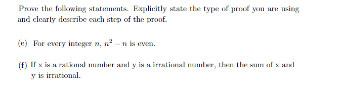 Solved Provo the following statements. Explicitly state the | Chegg.com