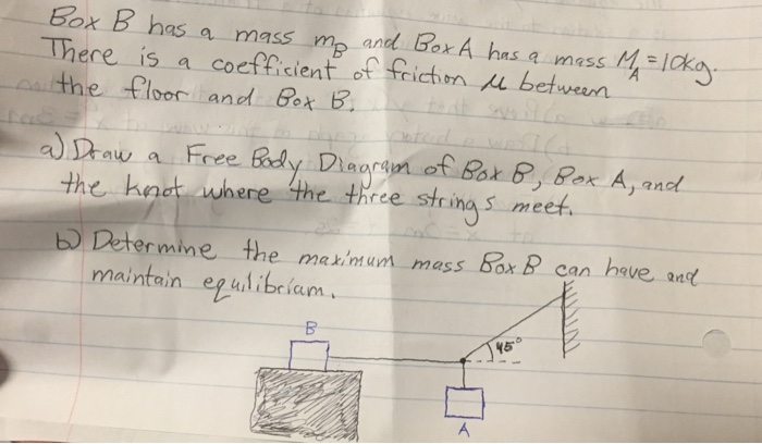 Solved Box B has a mass m_B and Box A has a mass M_A = 10 | Chegg.com