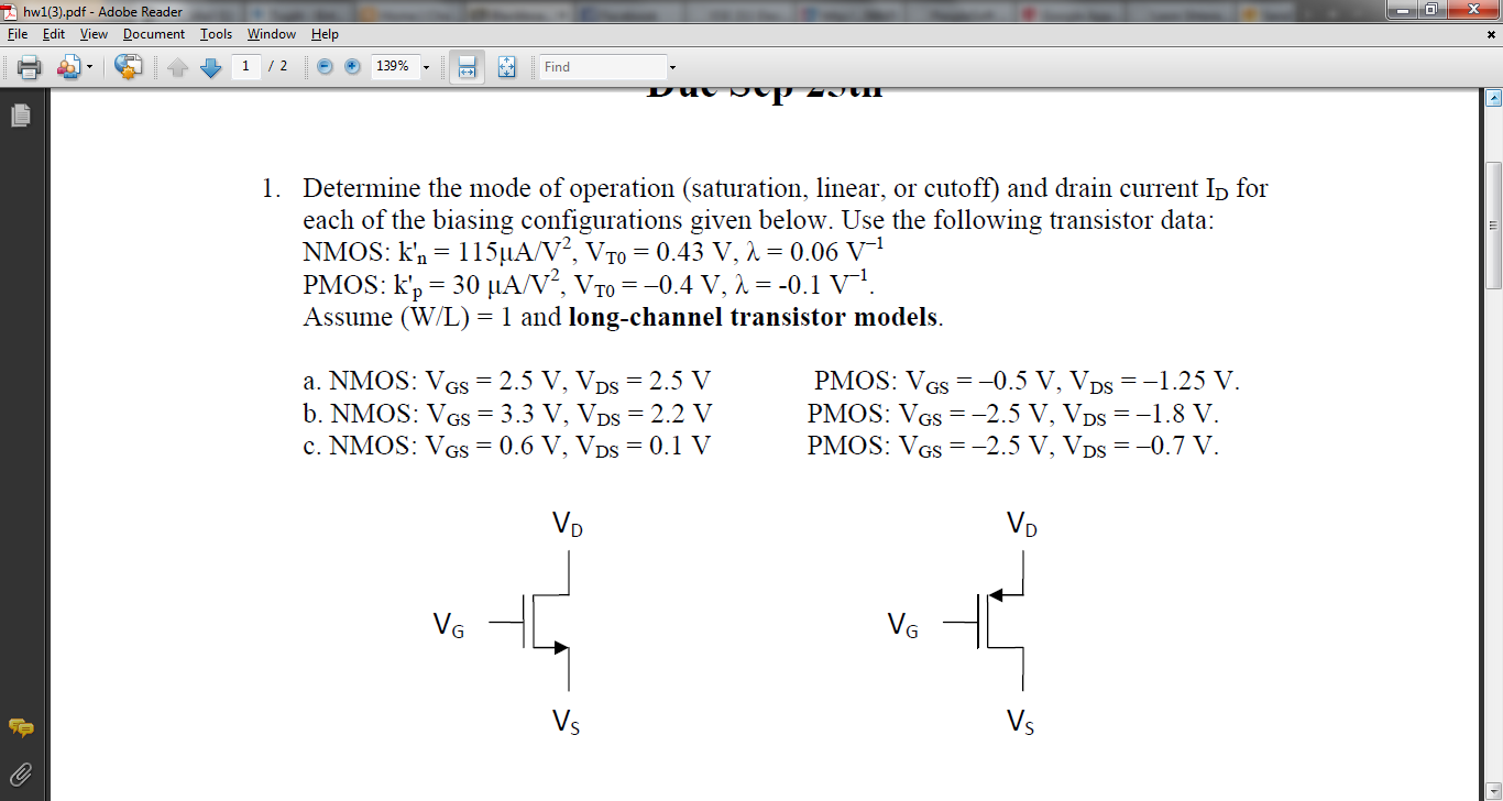 Solved Determine The Mode Of Operation Saturation Linear