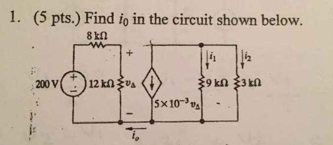 Solved Find i0 in the circuit shown below. | Chegg.com