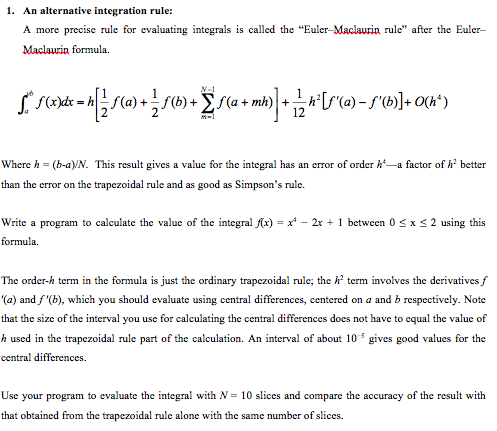 Solved An alternative integration rule: A more precise rule | Chegg.com