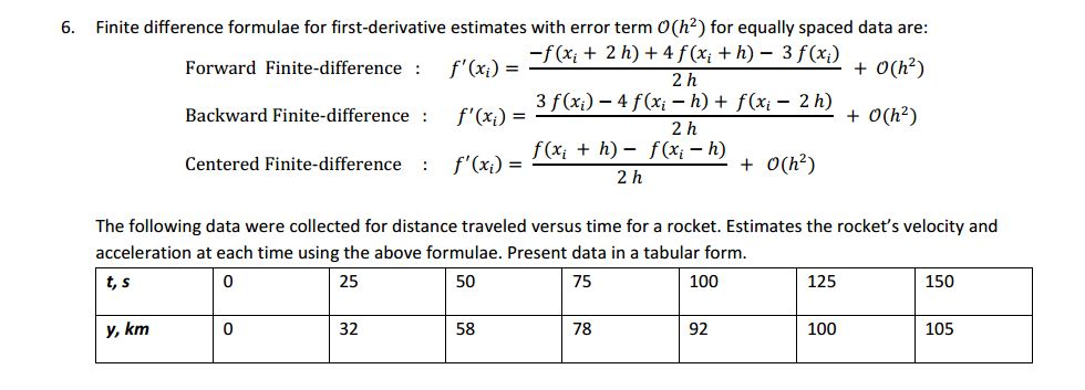 Finite difference formulae for first-derivative | Chegg.com