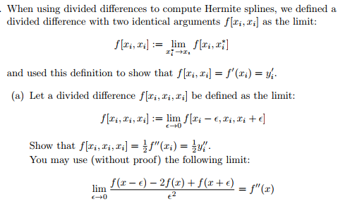 When using divided differences to compute Hermite | Chegg.com