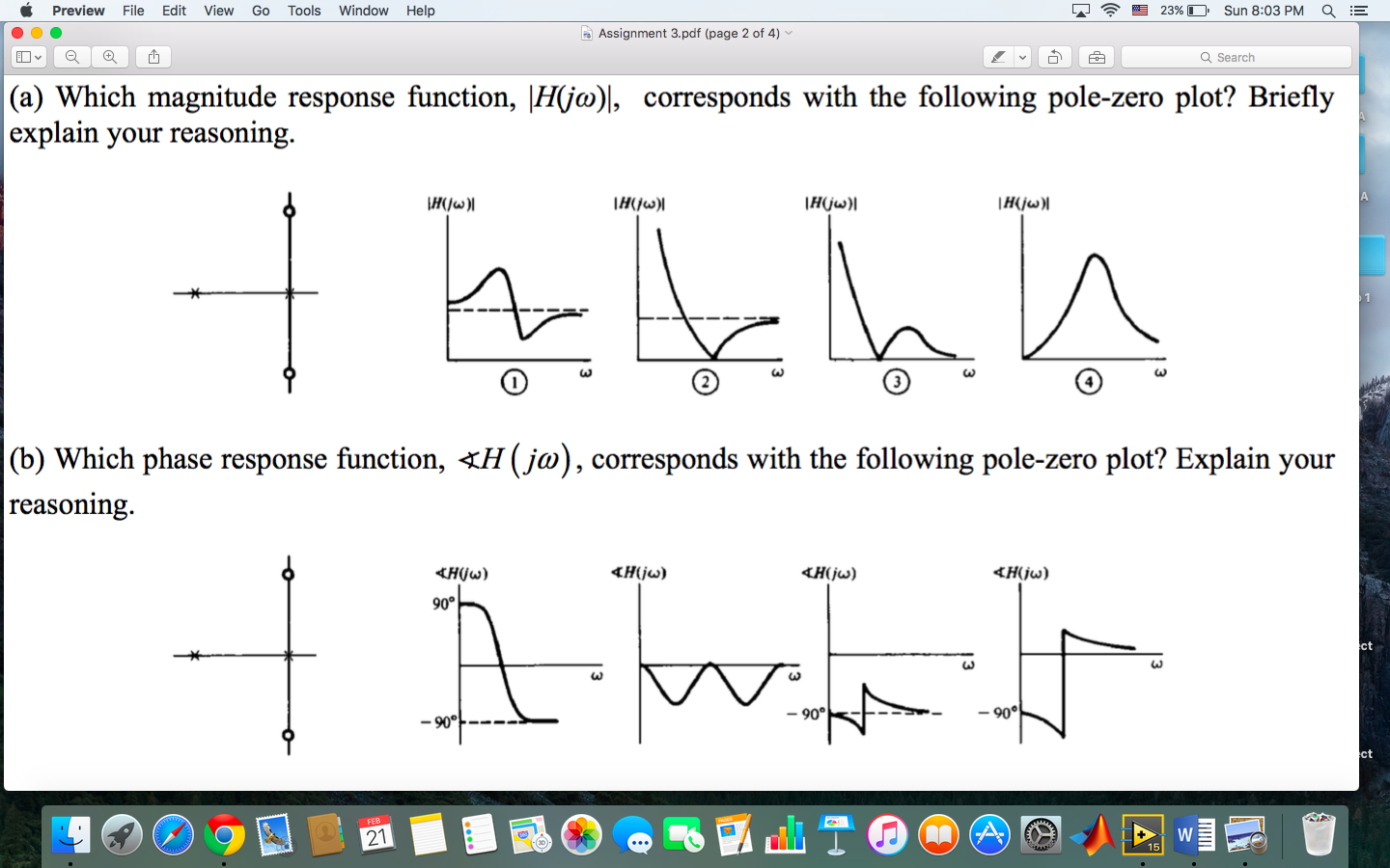 Solved Which magnitude response function, |H(jomega)|, | Chegg.com
