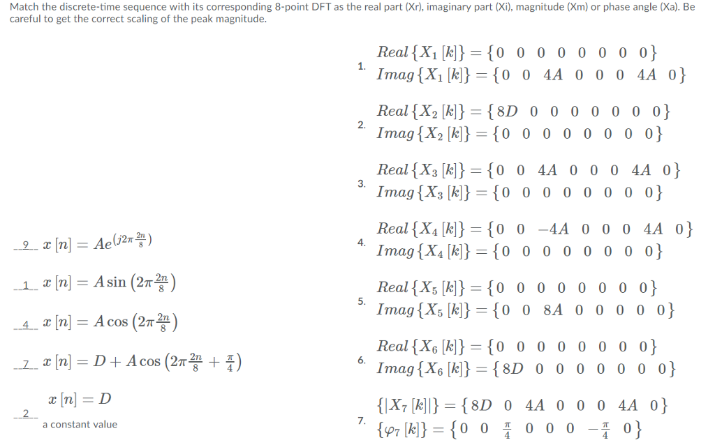 Solved Match the discrete-time sequence with its | Chegg.com