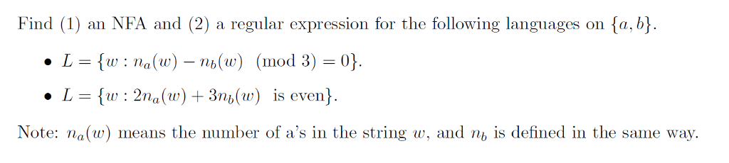 Solved Find (1) an NFA and (2) a regular expression for the | Chegg.com
