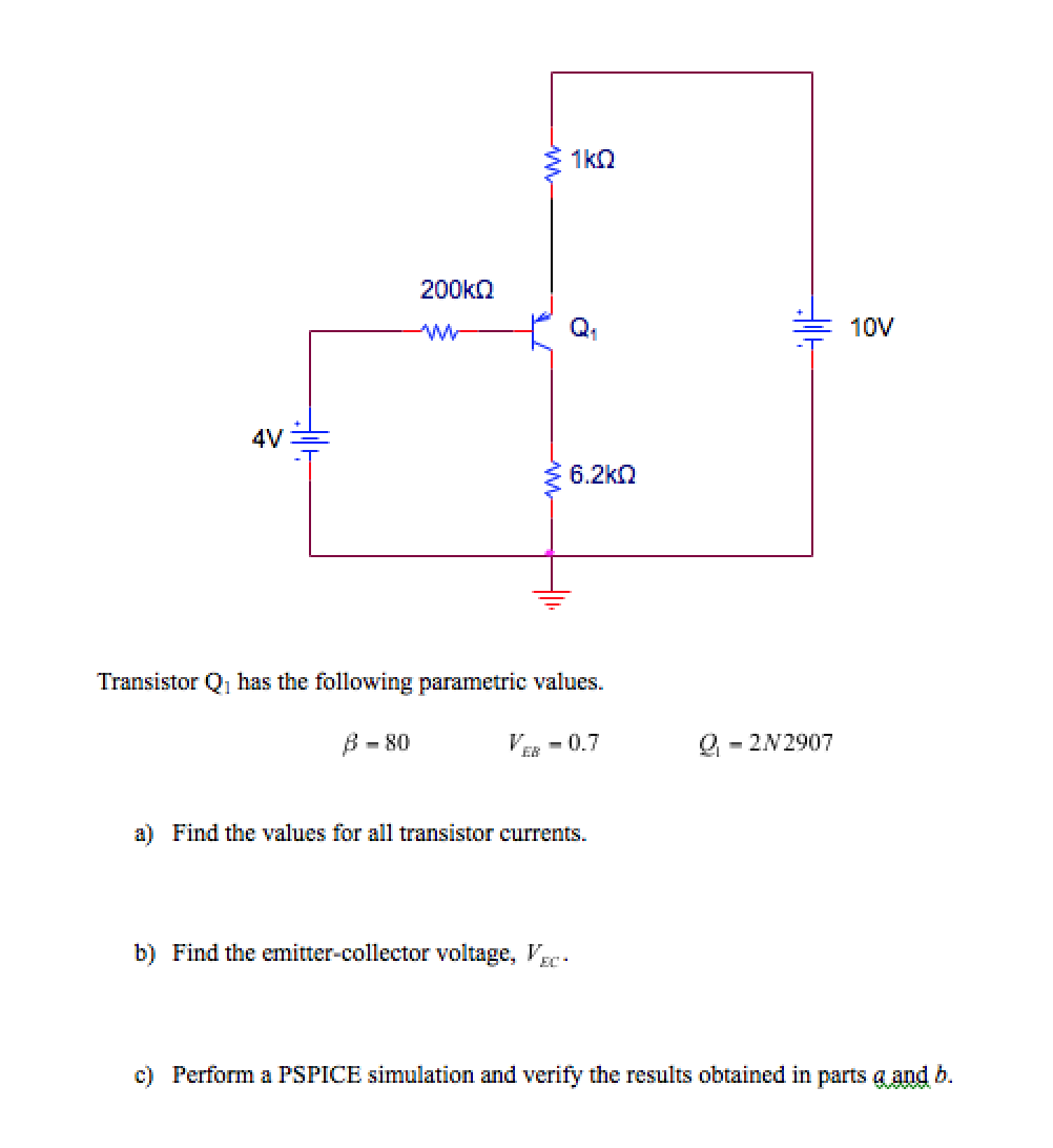 Solved Transistor Q_1 has the following parametric values. | Chegg.com
