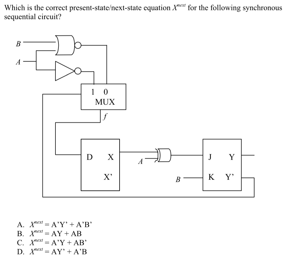 Solved Which is the correct present-state/next-state | Chegg.com
