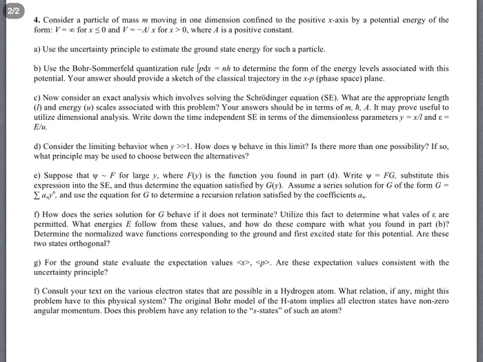 Quantum physics question | Chegg.com