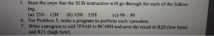 State the steps that the SUB instruction will go | Chegg.com
