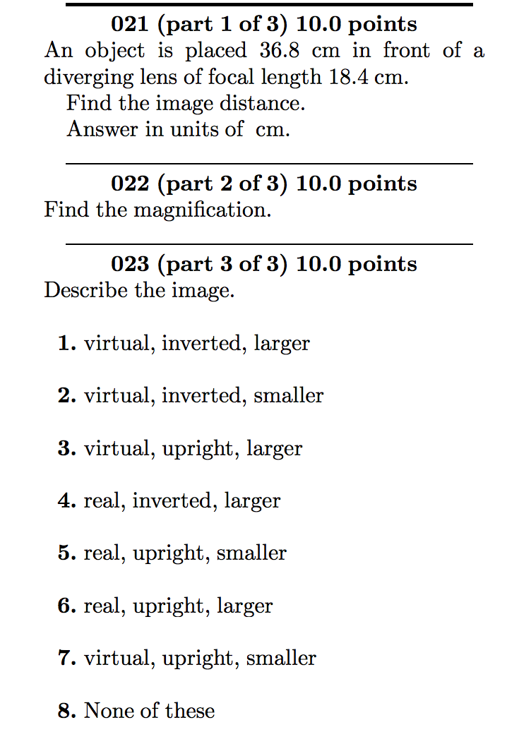 Solved An object is placed 36.8 cm in front of a diverging | Chegg.com