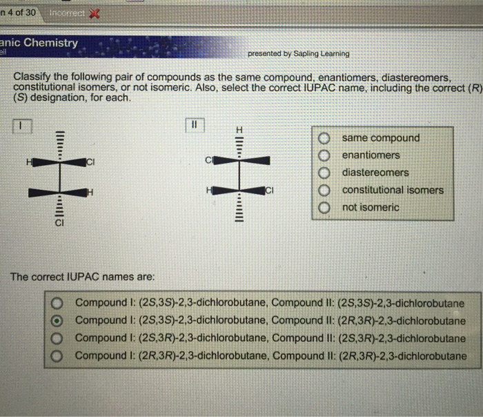 Solved Classify the following pair of compounds as the same | Chegg.com