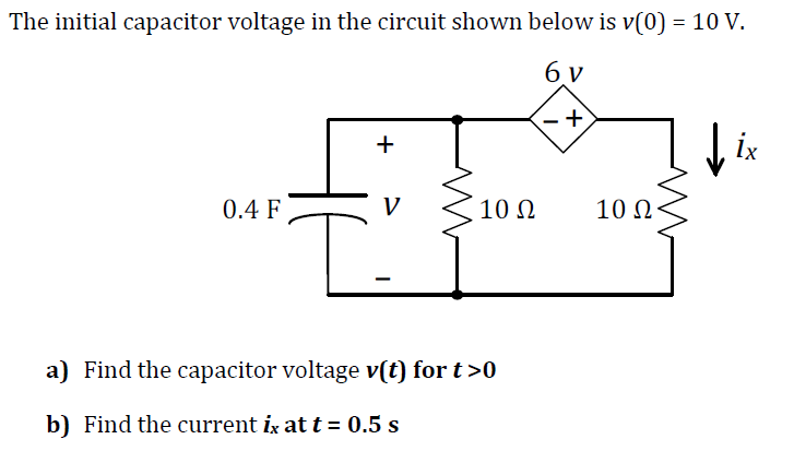 Solved The initial capacitor voltage in the circuit shown | Chegg.com