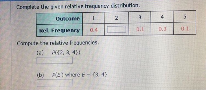 Solved Complete the given relative frequency distribution. | Chegg.com