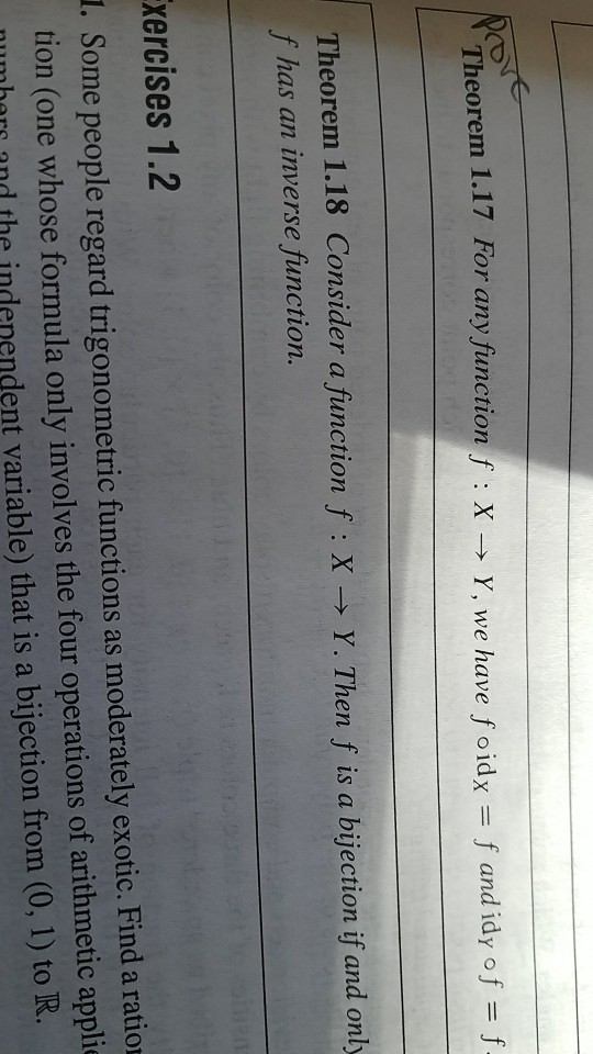 Solved eorem 1.17 For anyjunction f : X → Y, we have foidx = | Chegg.com