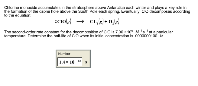 Solved Chlorine monoxide accumulates in the stratosphere | Chegg.com