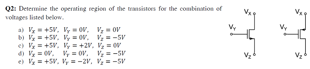 Solved 2: Determine the operating region of the transistors | Chegg.com