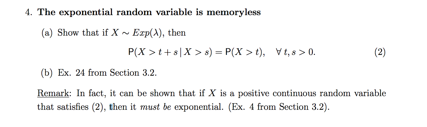 The Exponential Random Variable Is Memoryless Show