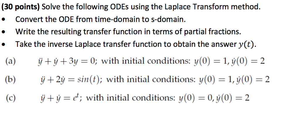 Solve The Following Odes Using The Laplace Transform 