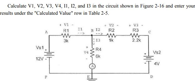 Solved Calculate V1, V2, V3, V4, I1, I2, and I3 in the | Chegg.com