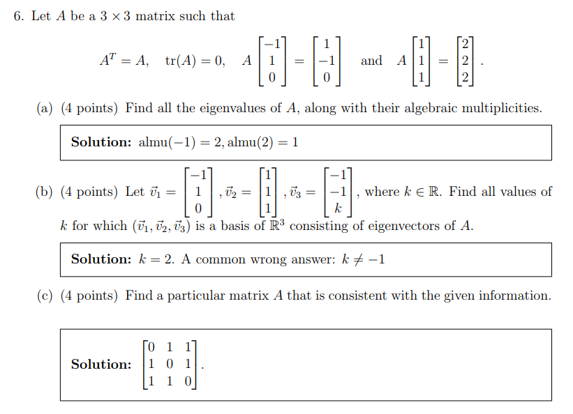 Solved Linear algebra, finding algebraic multiplicities and | Chegg.com
