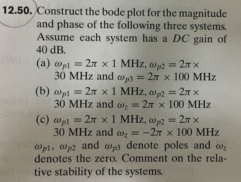Solved 12.50. Construct the bode plot for the magnitude and | Chegg.com